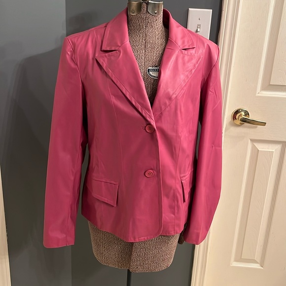 marc mattis | Jackets & Coats | Hot Pink Faux Leather Jacket L | Poshmark
